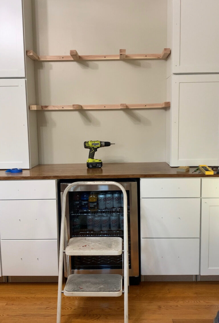 DIY Breakfast Bar Floating Shelves - Build and Create Home